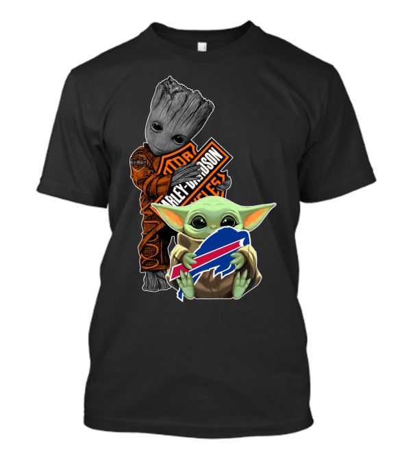 Groot Harley Davidson Baby Yoda Buffalo Bills T-Shirt