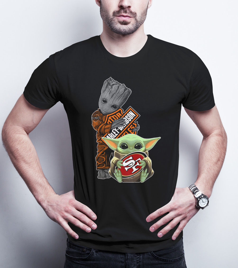 Groot Harley Davidson San Francisco 49ers Baby Yoda T-Shirt