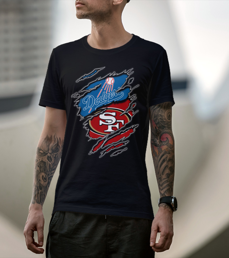 Dodgers Sf Football Baseball Fan Crossover T-Shirt