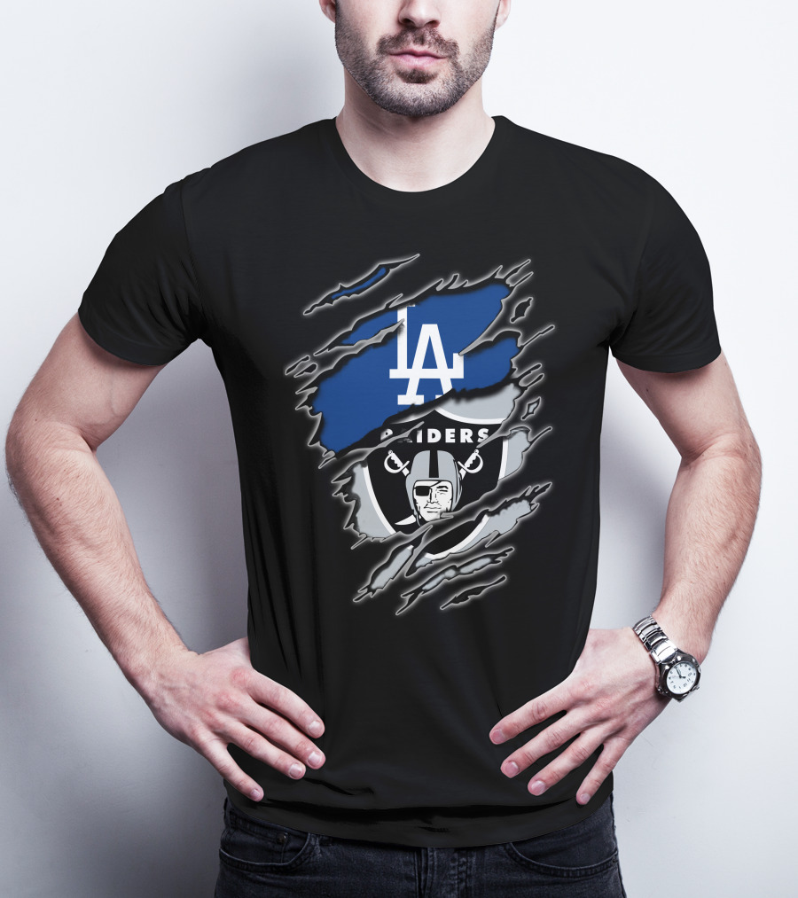 Los Angeles Dodgers Raiders Fan Mashup T-Shirt