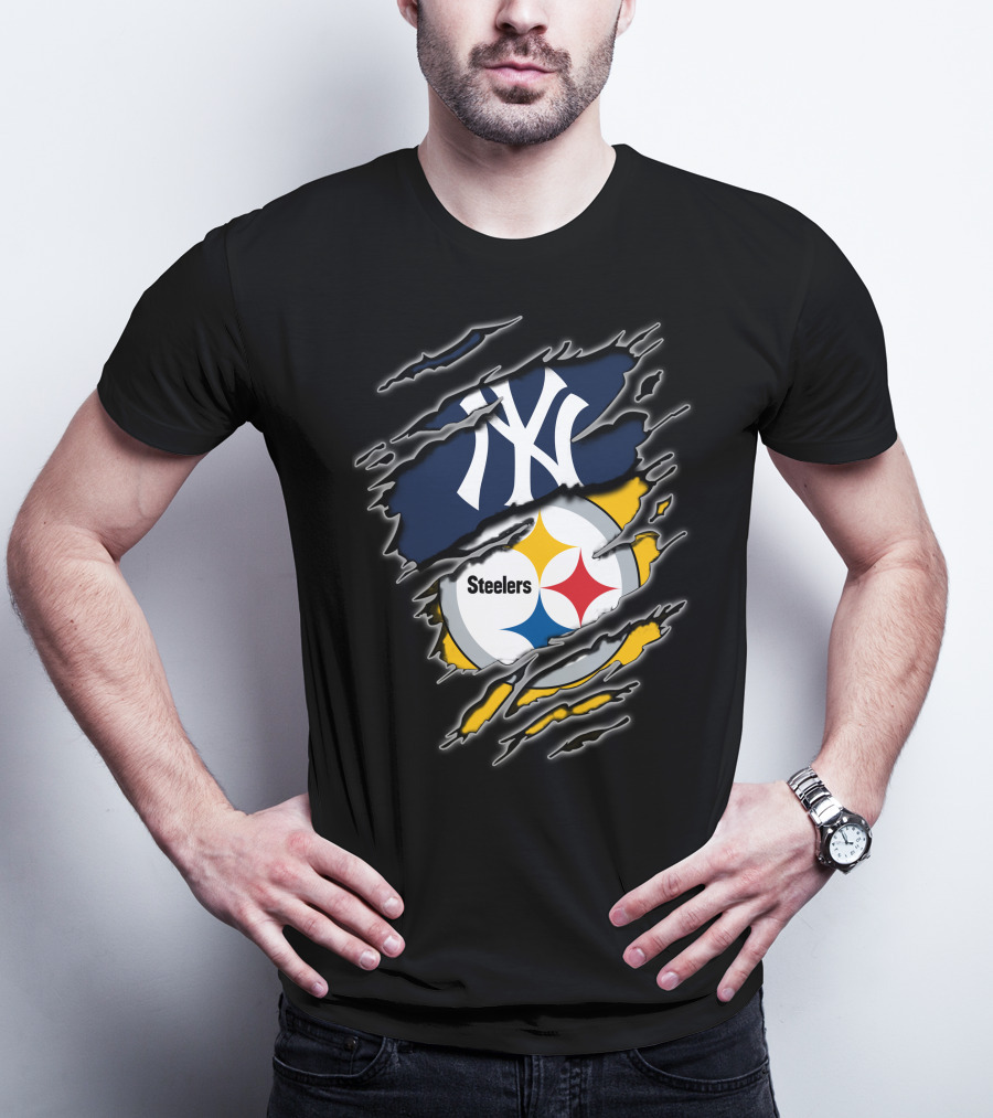 New York Yankees Pittsburgh Steelers Fan Fusion T-Shirt