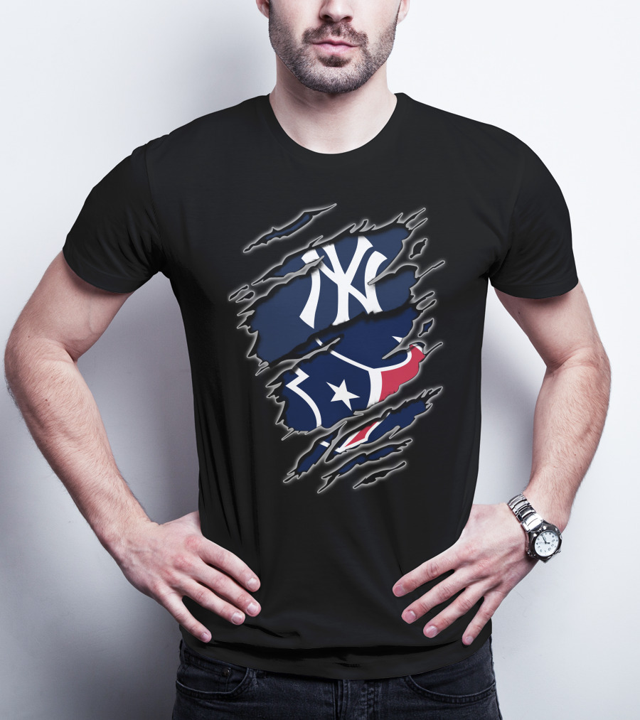 New York Yankees Houston Texans Fans T-Shirt