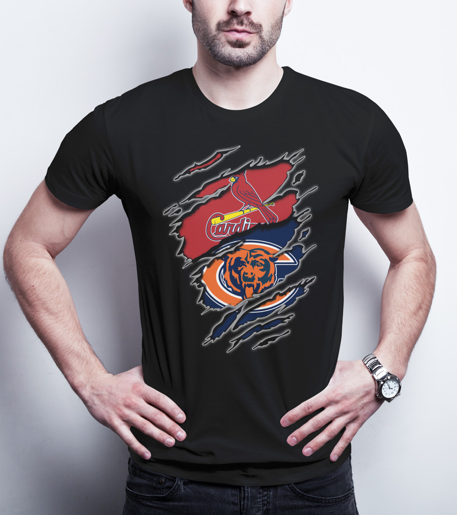 Cardinals Bears Fan Dual Loyalty Claw Marks T-Shirt