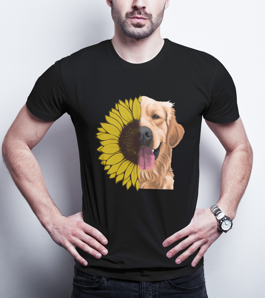 Golden Retriever And Sunflower Harmony T-Shirt