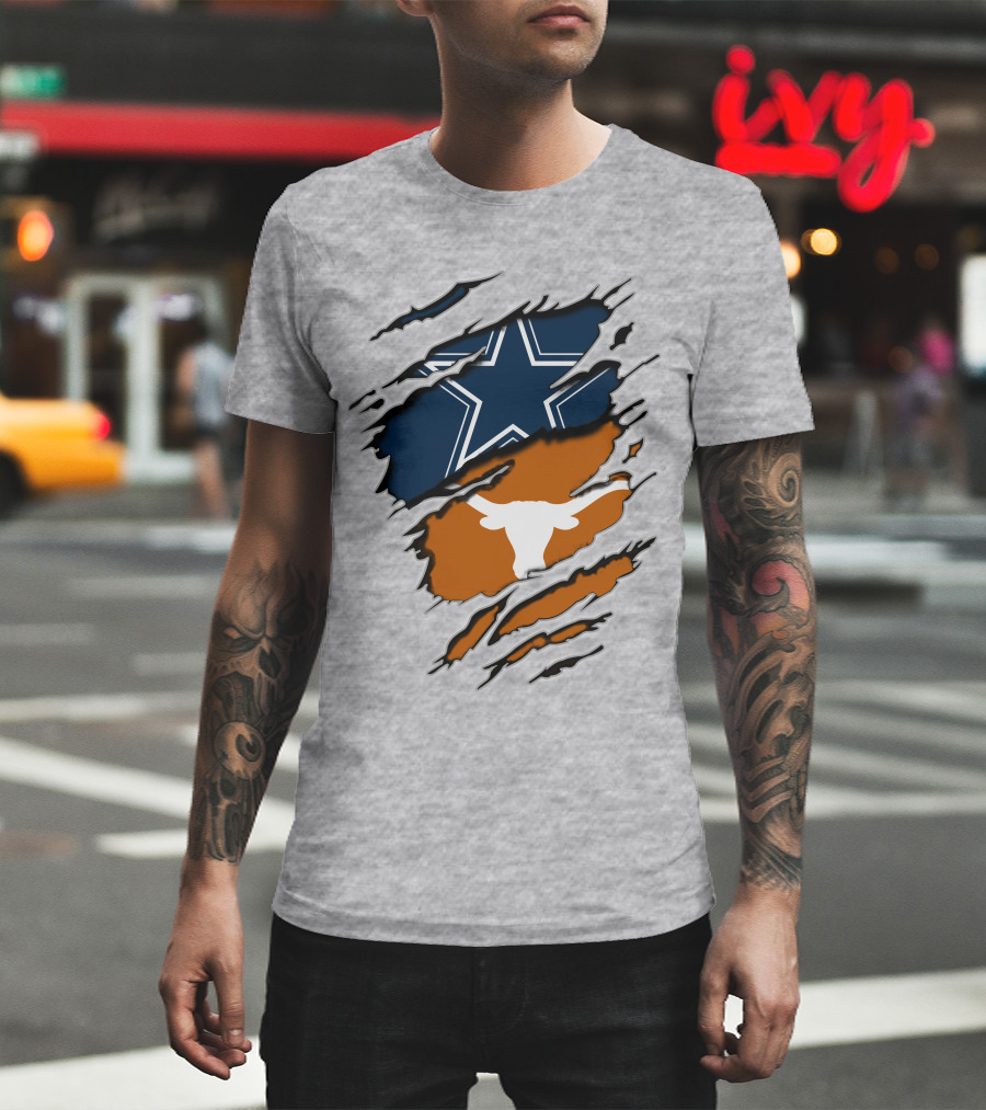 Cowboys Longhorns Star And Bull Texas Pride T-Shirt