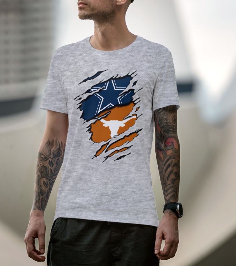 Cowboys Longhorns Star And Bull Texas Pride T-Shirt