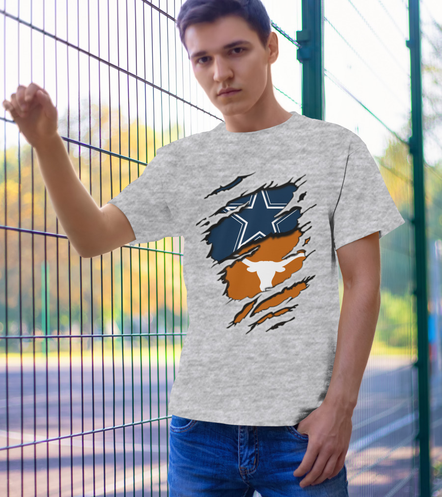 Cowboys Longhorns Star And Bull Texas Pride T-Shirt