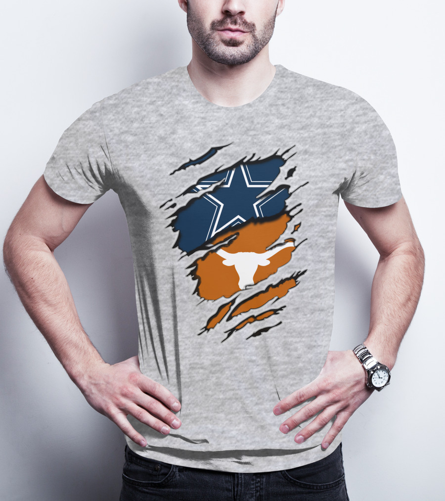 Cowboys Longhorns Star And Bull Texas Pride T-Shirt
