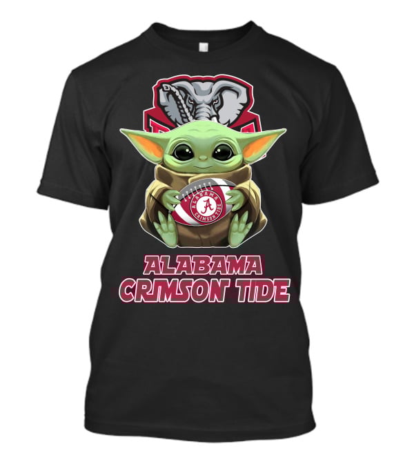 Alabama Crimson Tide Baby Yoda Holding Football T-Shirt