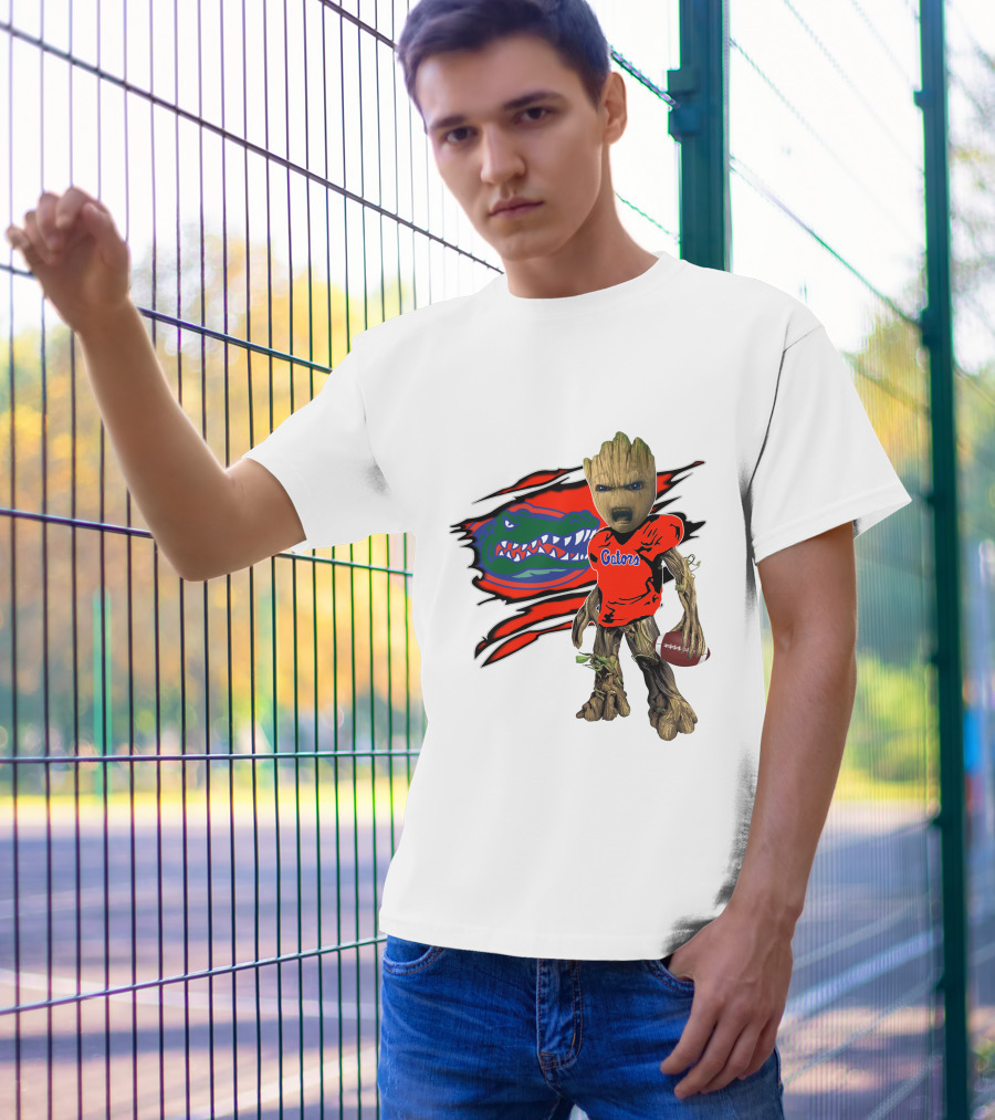 I Am Gators Fan's Football Groot With Alligator T-Shirt