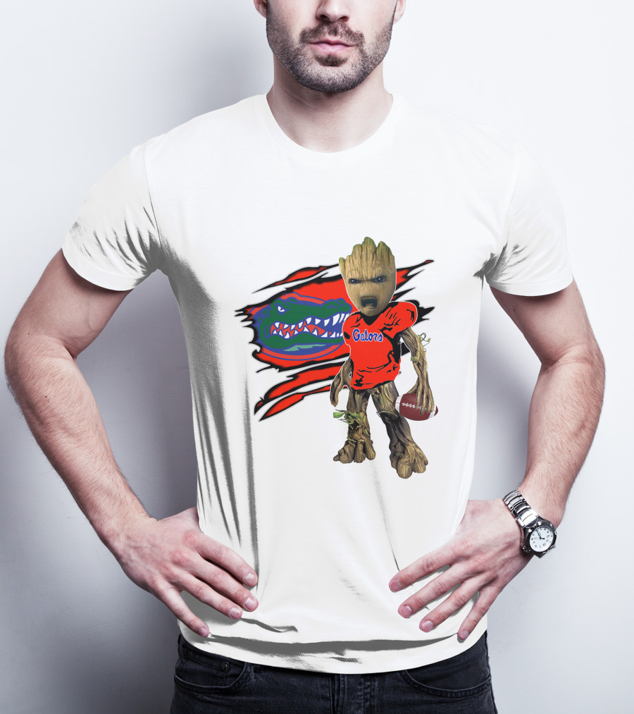 I Am Gators Fan's Football Groot With Alligator T-Shirt