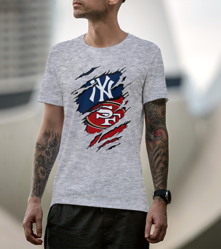 Yankees 49Ers NY SF Sports Logo Mashup T-Shirt