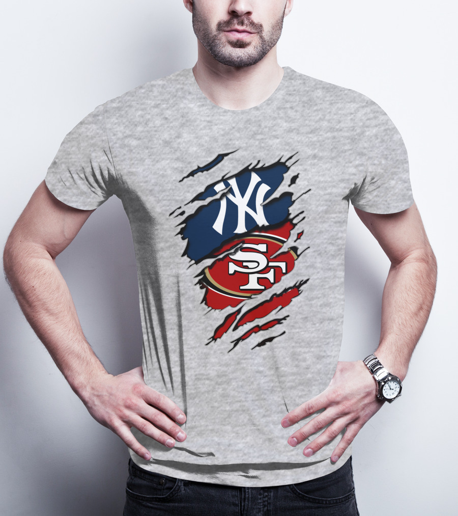 Yankees 49Ers NY SF Sports Logo Mashup T-Shirt