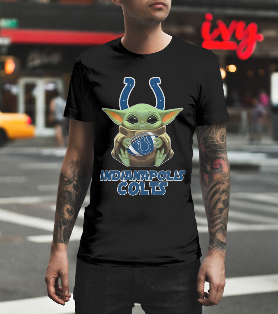 Indianapolis Colts Baby Yoda Football T-Shirt