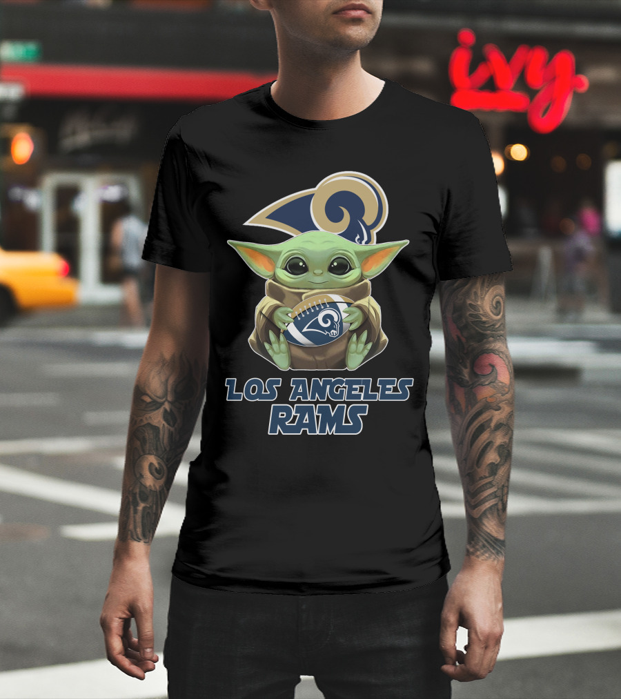 Los Angeles Rams Baby Yoda Football T-Shirt
