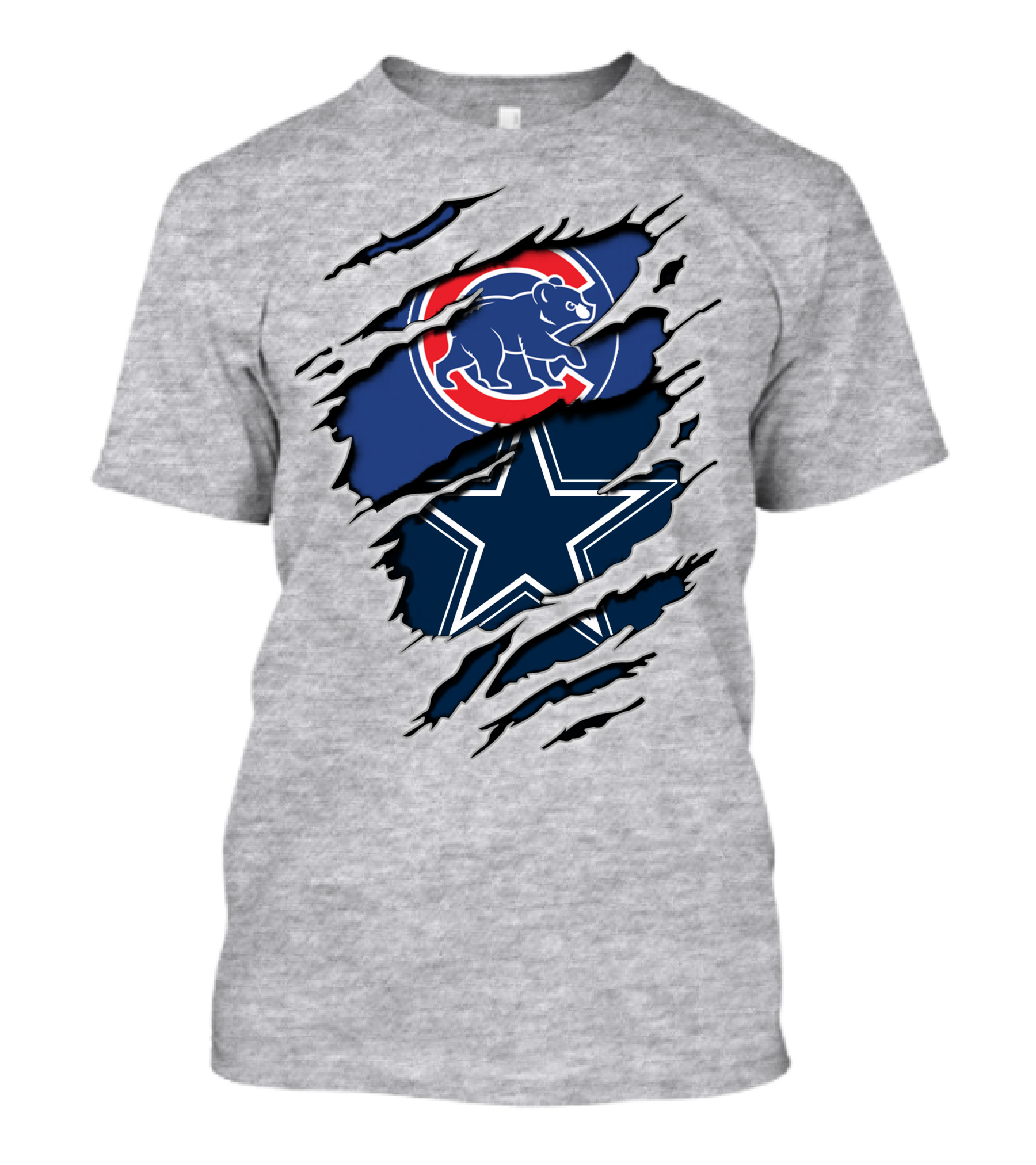 Dallas Cowboys Chicago Cubs Claw Marks Logo Mashup T-Shirt