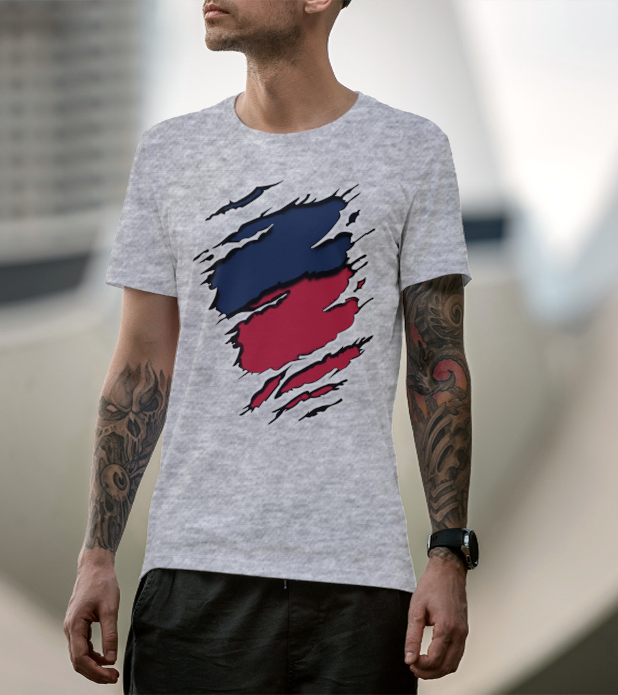 Yan Gia Blue And Red Claw Marks T-Shirt