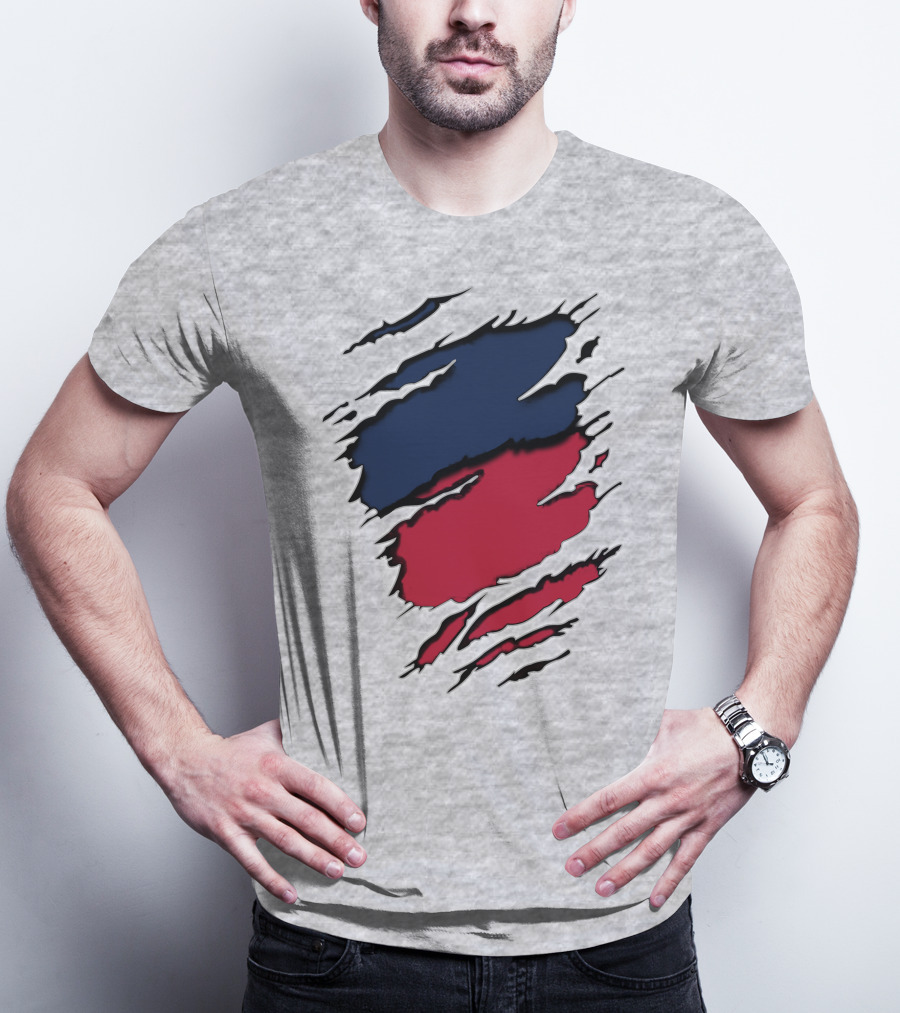 Yan Gia Blue And Red Claw Marks T-Shirt