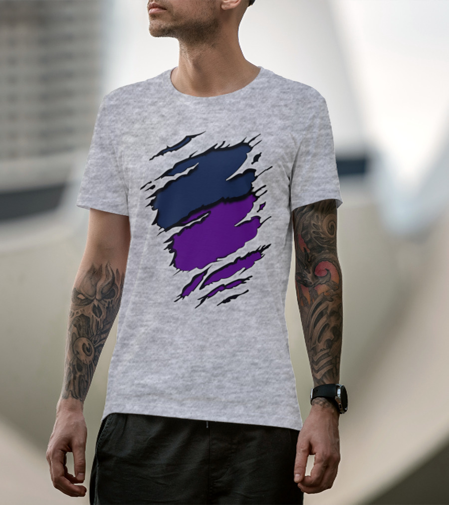 Yan Vik Blue And Purple Claw Marks T-Shirt