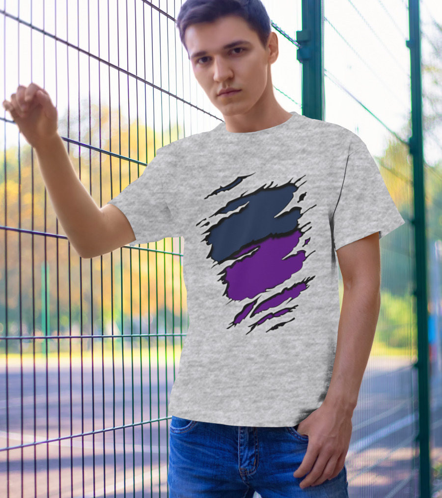 Yan Vik Blue And Purple Claw Marks T-Shirt