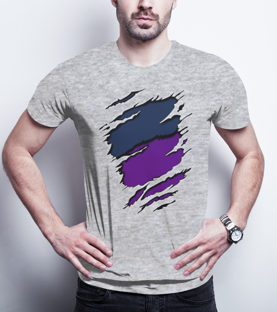 Yan Vik Blue And Purple Claw Marks T-Shirt
