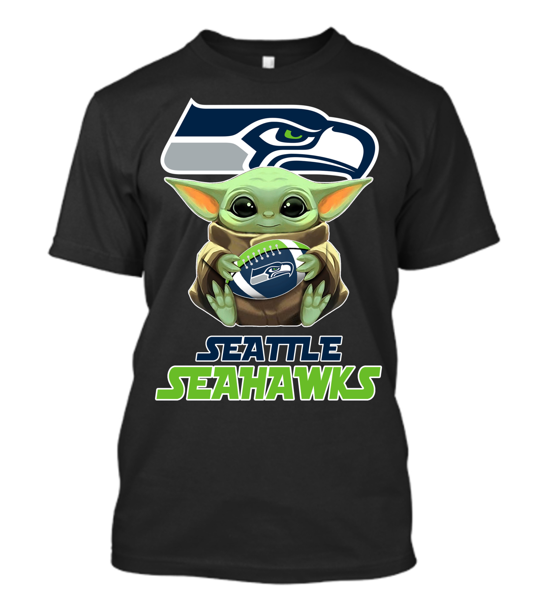 Seattle Seahawks Baby Yoda Football T-Shirt