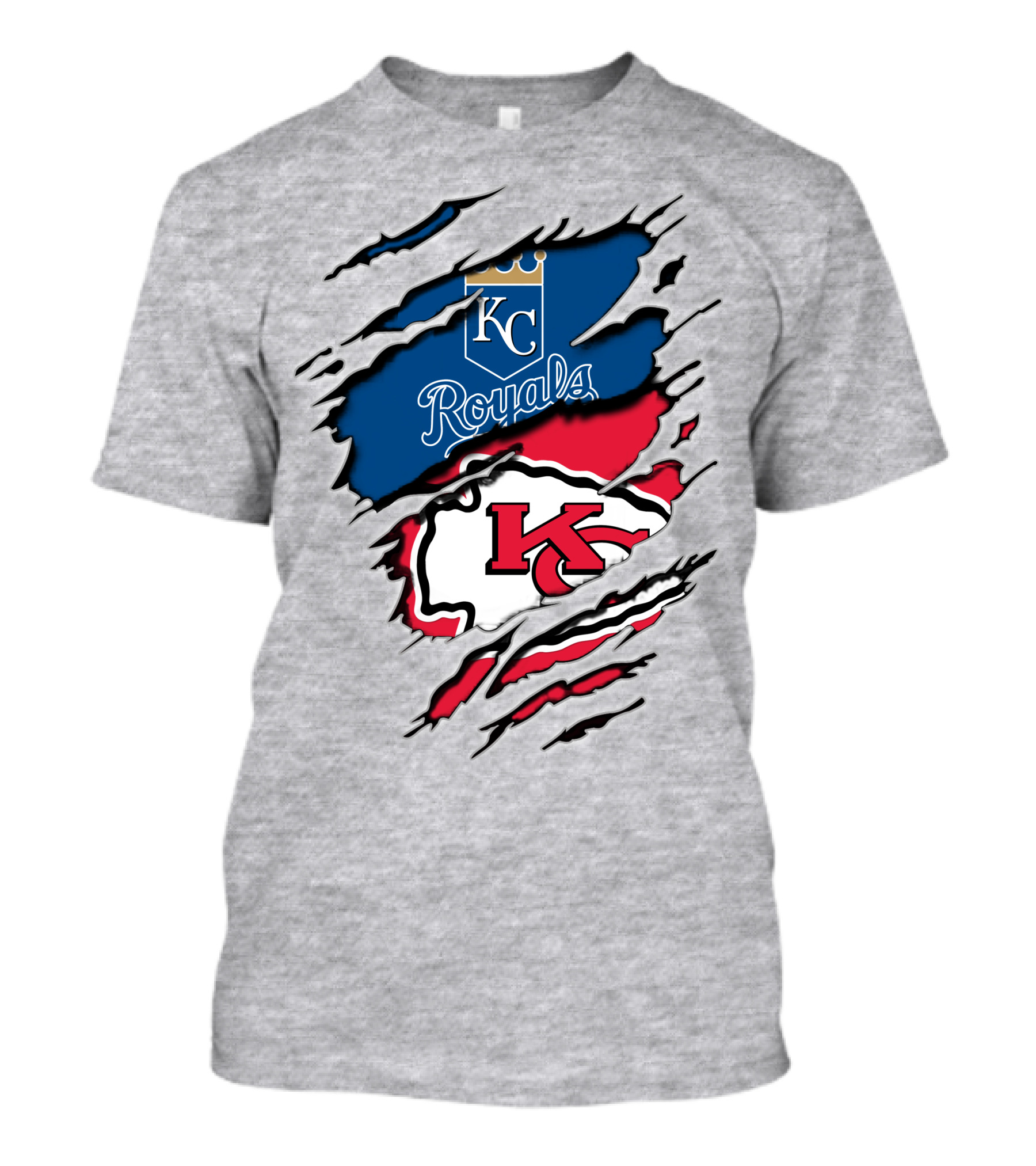 Kc Chiefs Royals Crossover Logo Fusion T-Shirt