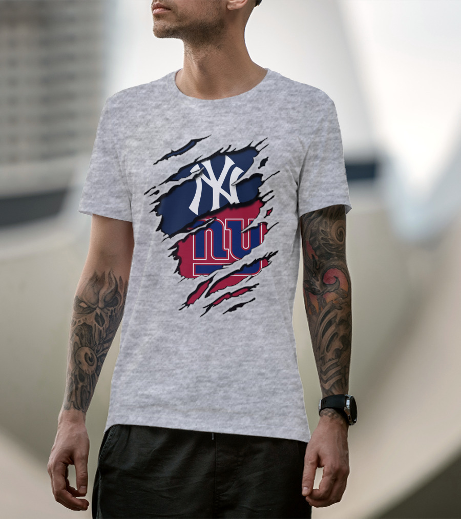 Yankees Giants Dual Team Logo Sports T-Shirt