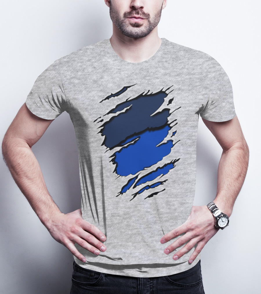 Broncos Yan Blue And Navy Claw Mark T-Shirt
