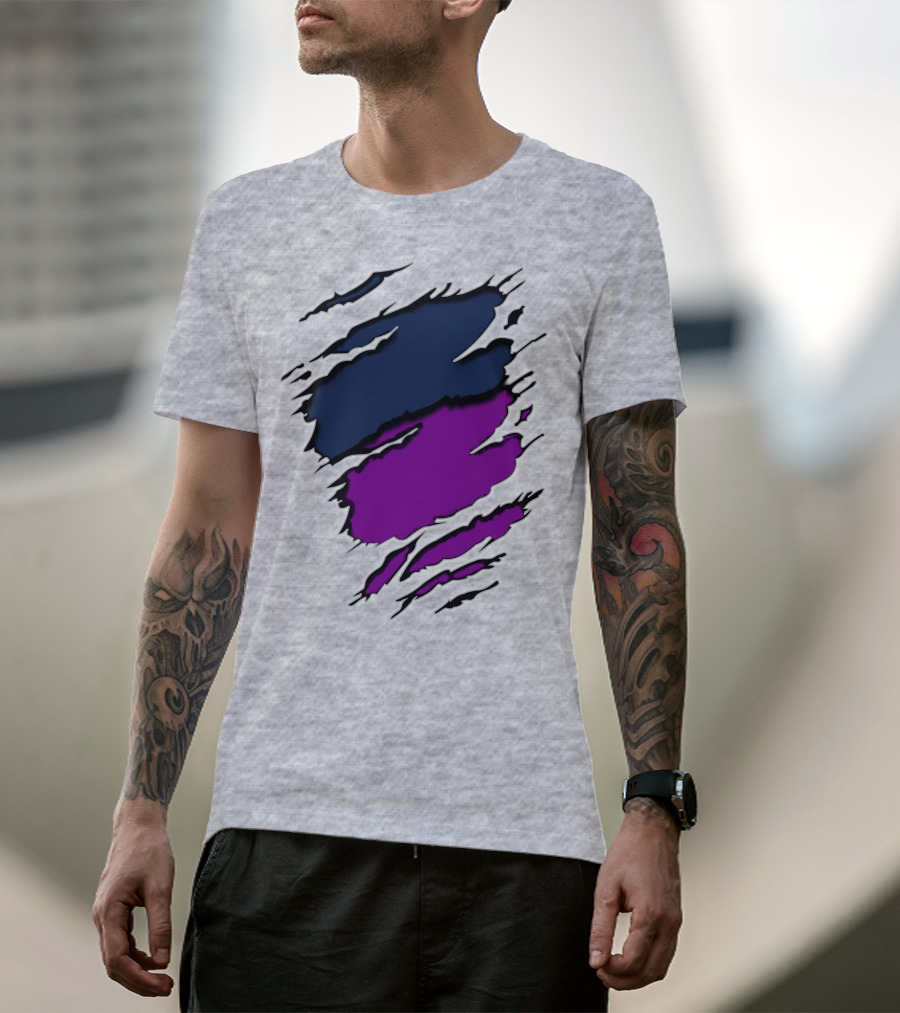 Viking Yawn Purple And Navy Claw Marks T-Shirt