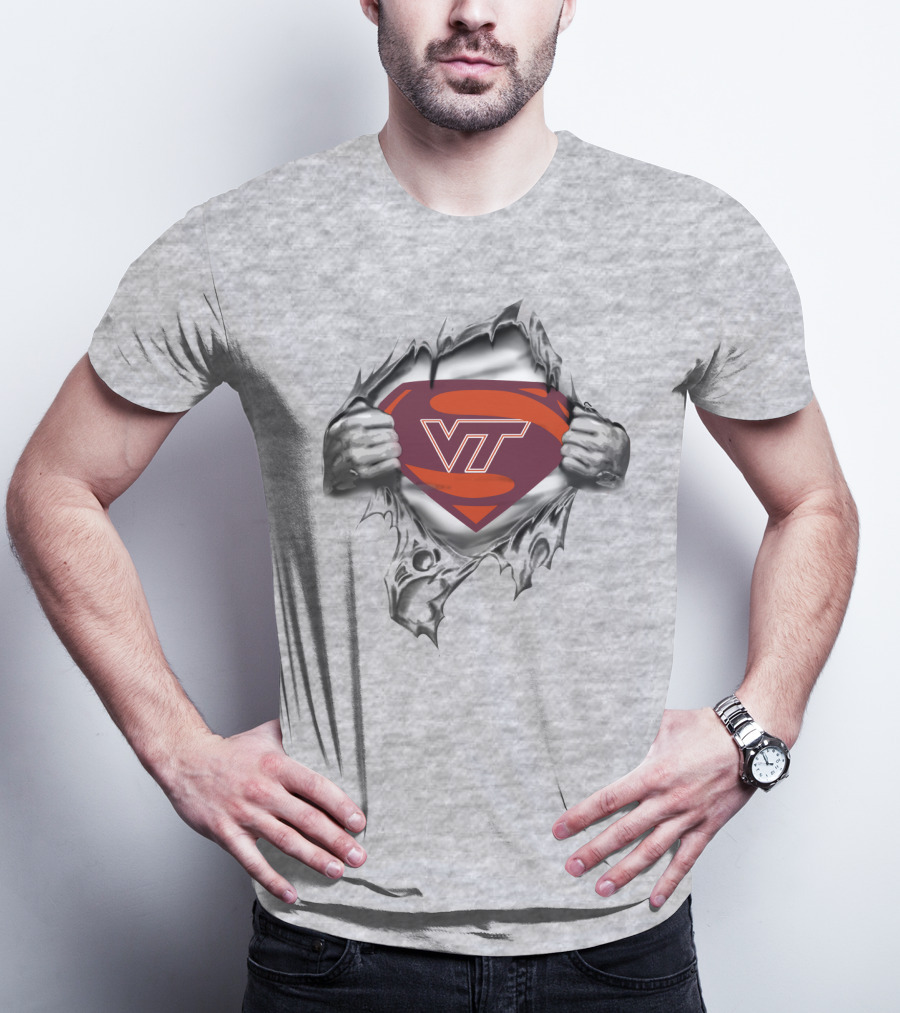 VT Hokies Superhero Logo Tear T-Shirt