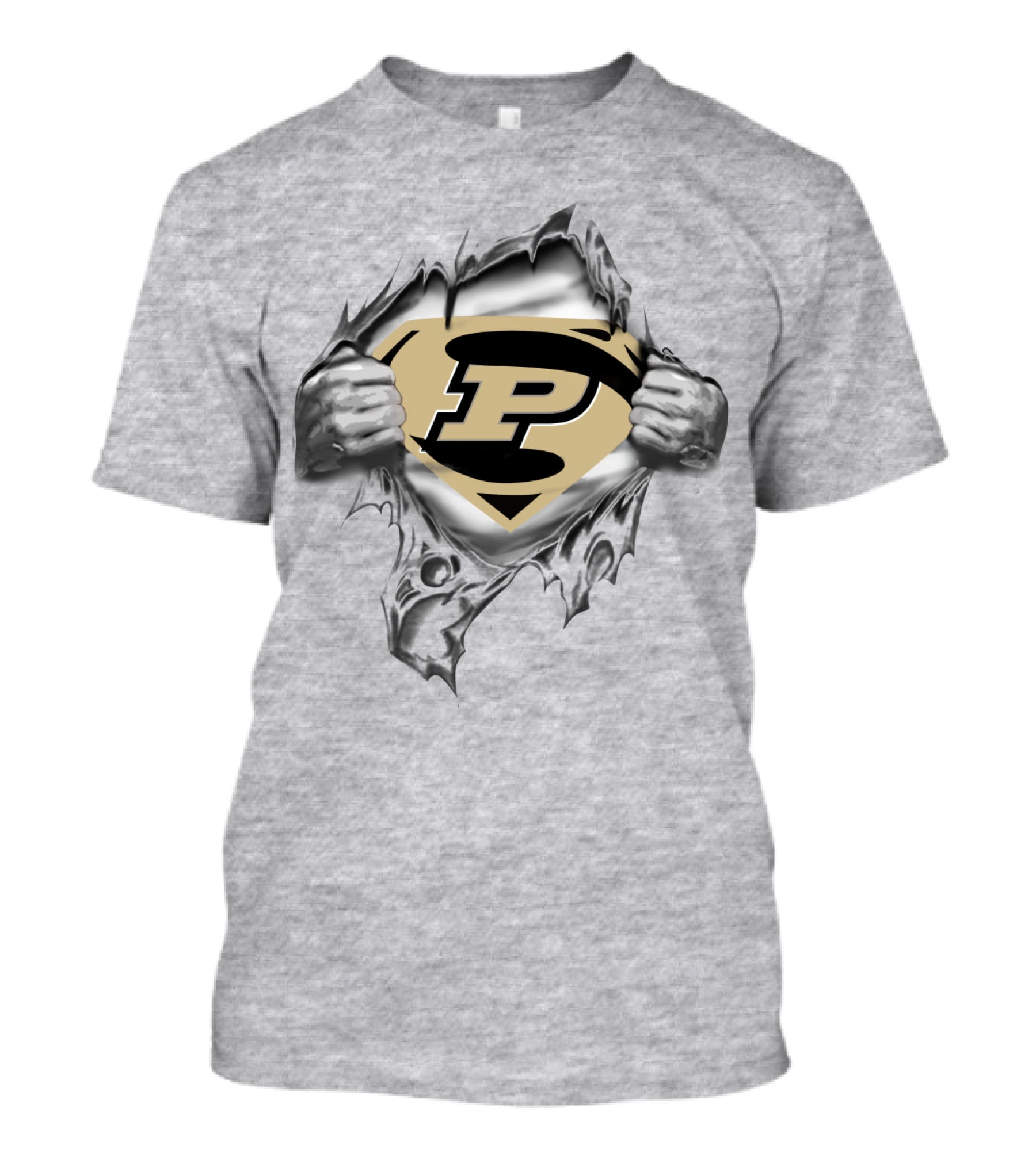 Purdue Logo Superhero Style Torn T-Shirt