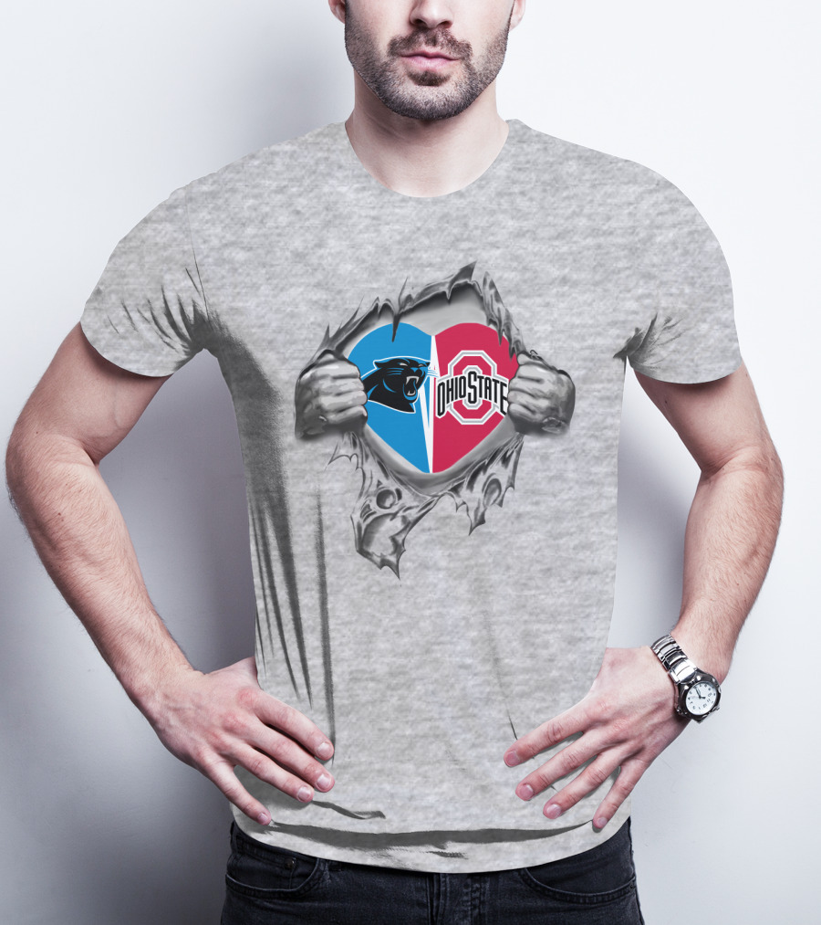 Panthers Ohio State Heart Peel Logo Fusion T-Shirt