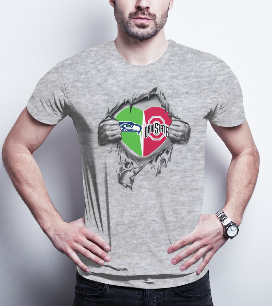 Seahawks Ohio State Heart Inside Tearing Claw T-Shirt