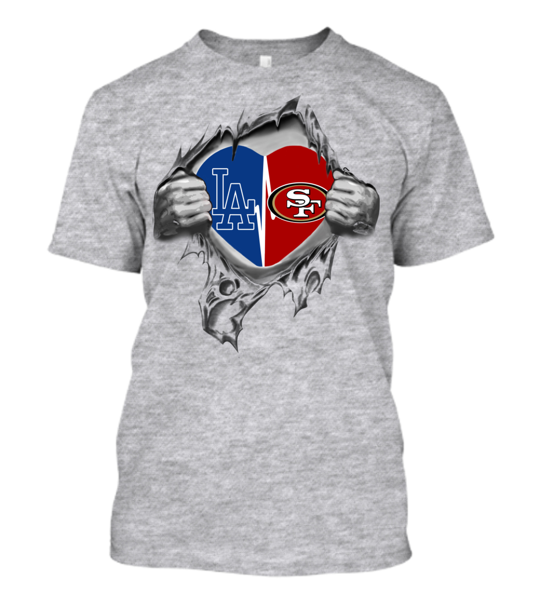 49ers And Dodgers Heart Split T-Shirt