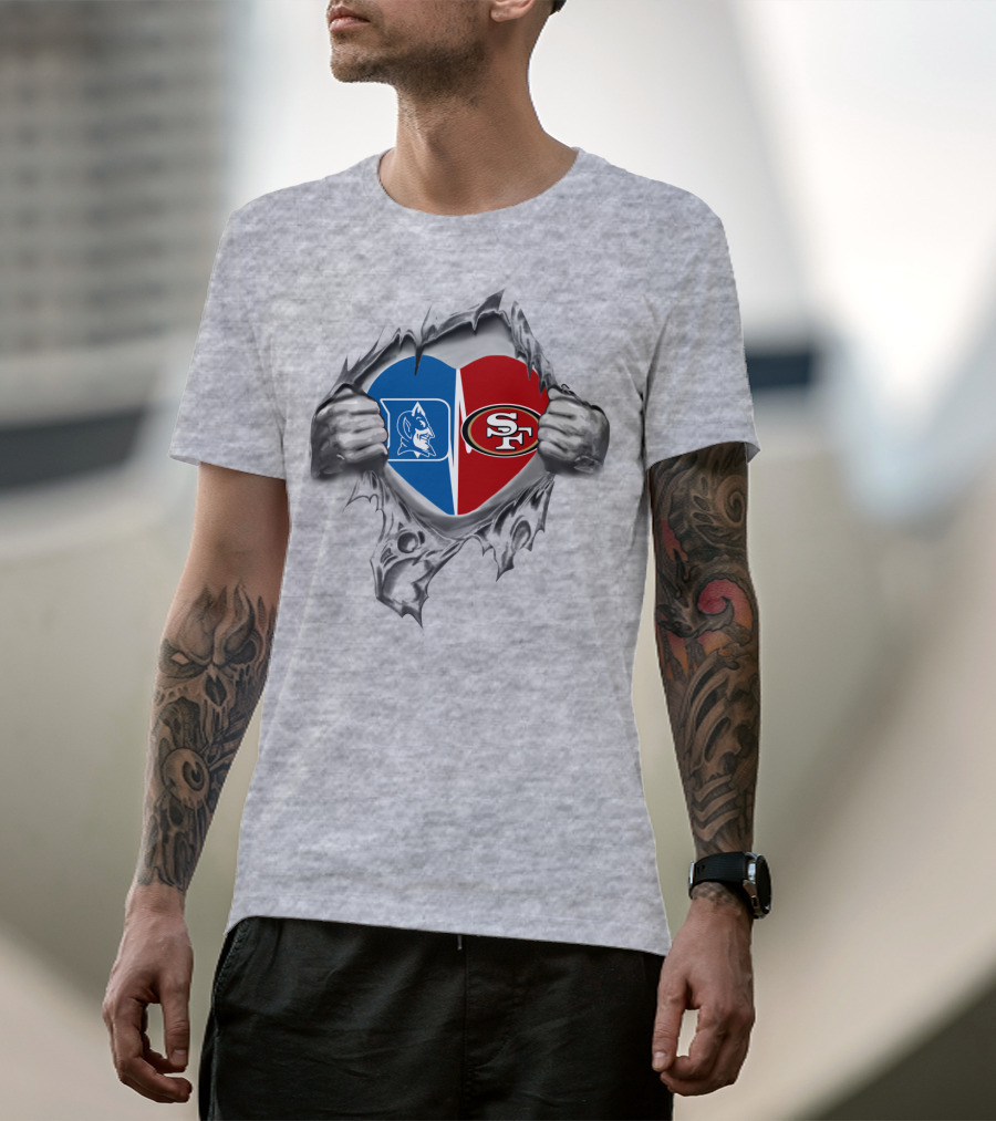 Duke Blue Devils 49Ers Split Heart T-Shirt