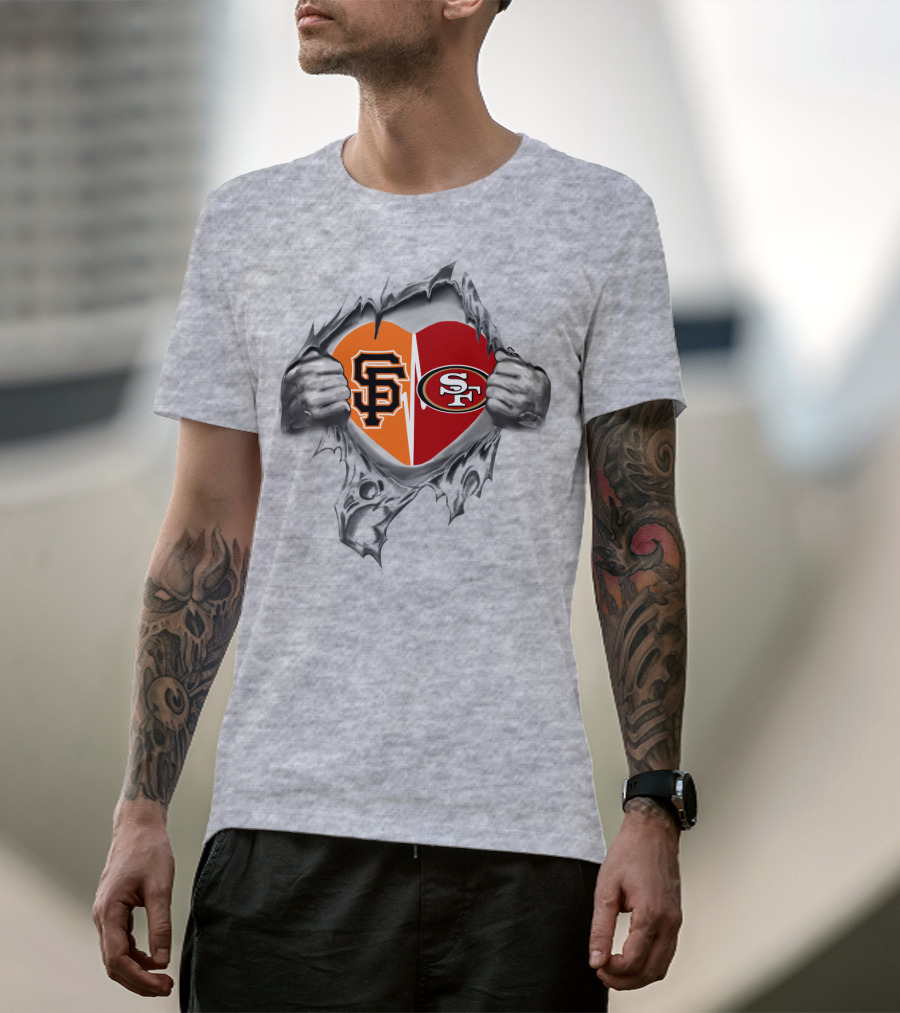 San Francisco 49ers And Giants Heart T-Shirt