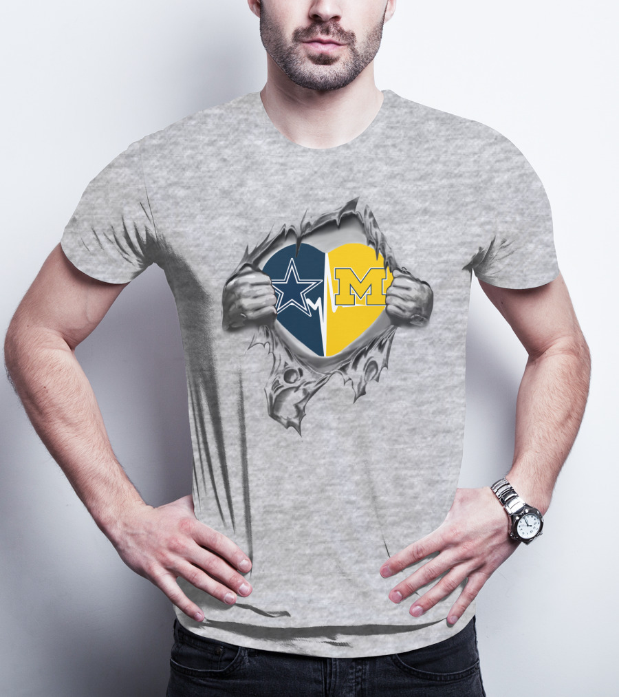 Dallas Cowboys Michigan Wolverines Heart T-Shirt