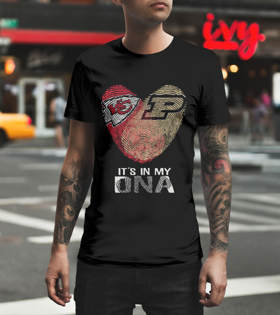 Chiefs Purdue It's In My DNA Heart Fingerprint T-Shirt