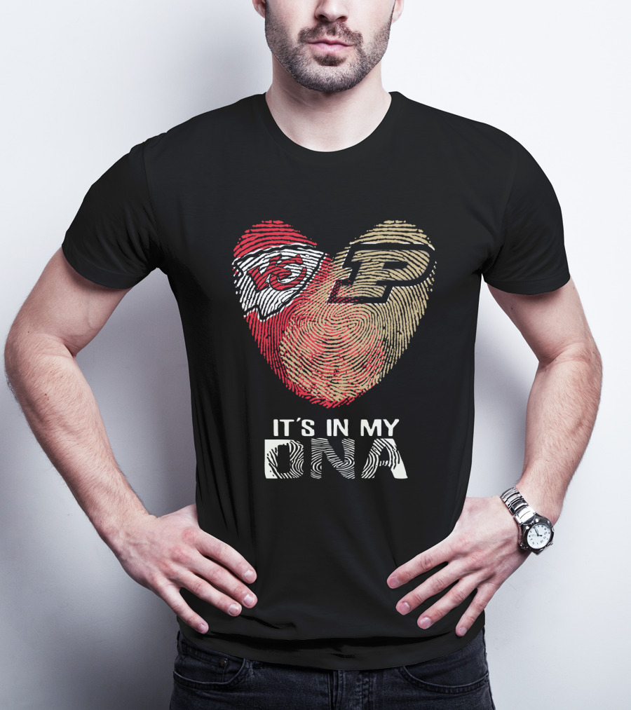 Chiefs Purdue It's In My DNA Heart Fingerprint T-Shirt