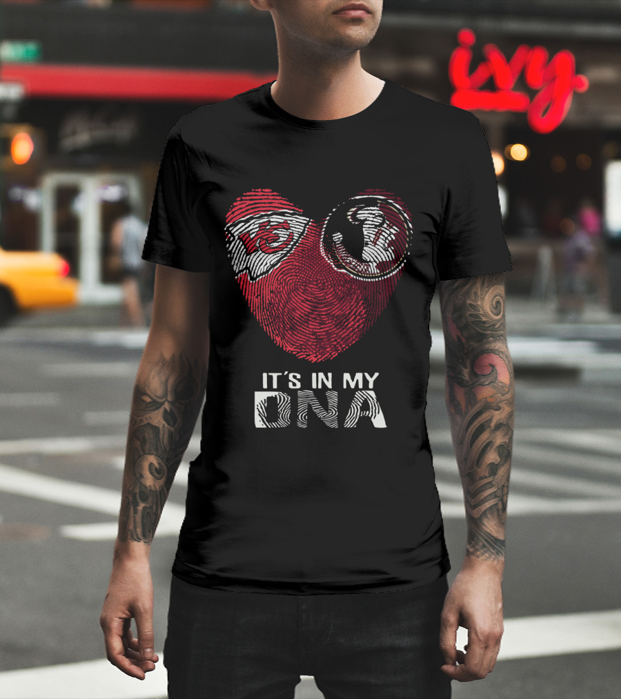 Chiefs Seminoles It's In My Dna Fingerprint Heart T-Shirt