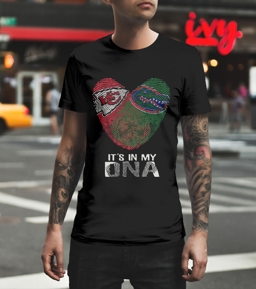 Chiefs Gators It's In My DNA Fingerprint Heart T-Shirt