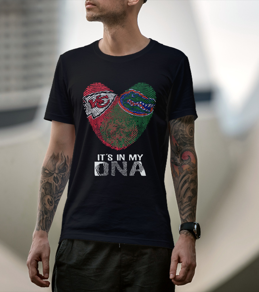 Chiefs Gators It's In My DNA Fingerprint Heart T-Shirt