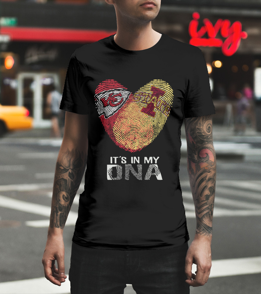 Chiefs Iowa State Fingerprint Heart It's In My Dna T-Shirt