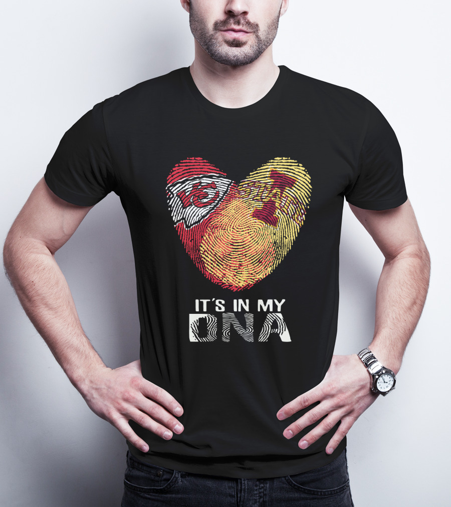 Chiefs Iowa State Fingerprint Heart It's In My Dna T-Shirt