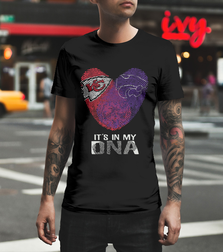 Chiefs Kansas State It's In My Dna Heart Fingerprint T-Shirt
