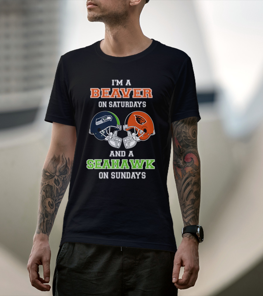 I'm A Beaver On Saturdays And A Seahawks On Sundays T-Shirt