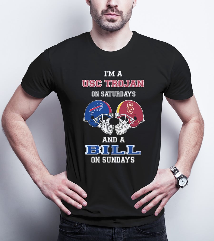 USC Trojan On Saturdays And A Bill On Sundays Football Helmets T-Shirt