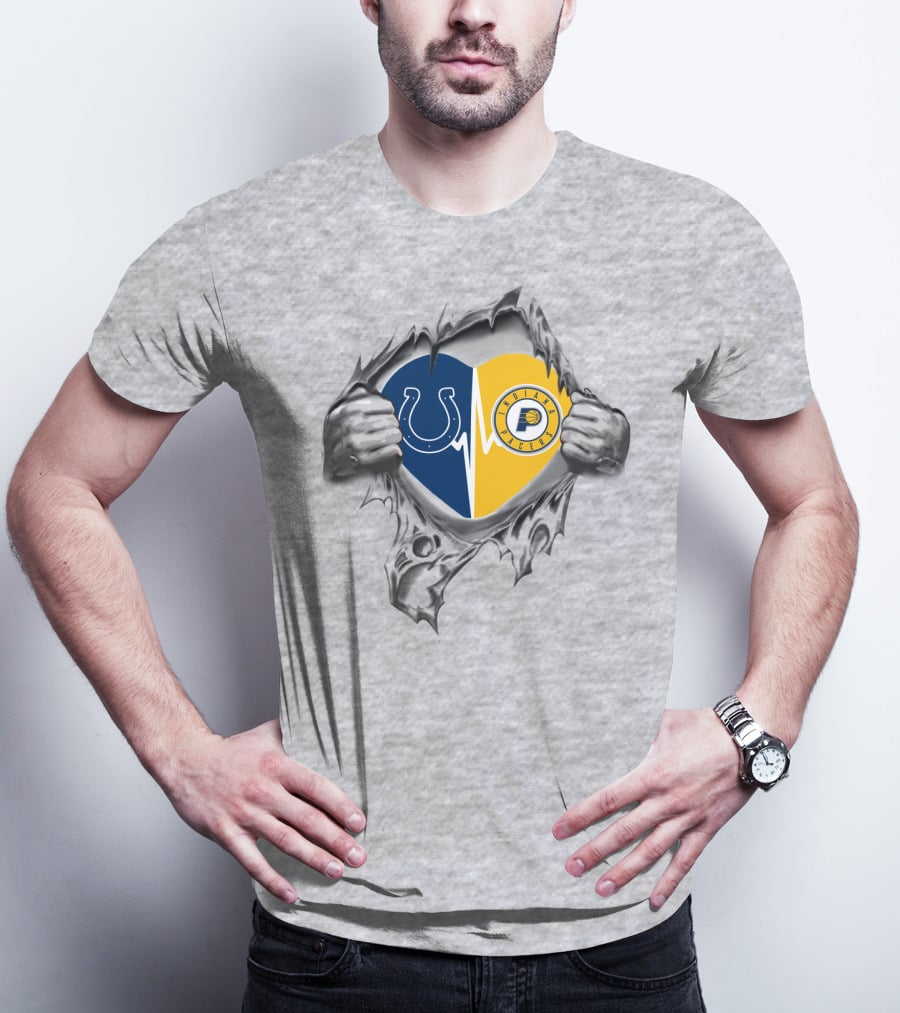 Colts Pacers Heartbeat Passion Fans Love Indiana Sports Teams T-Shirt