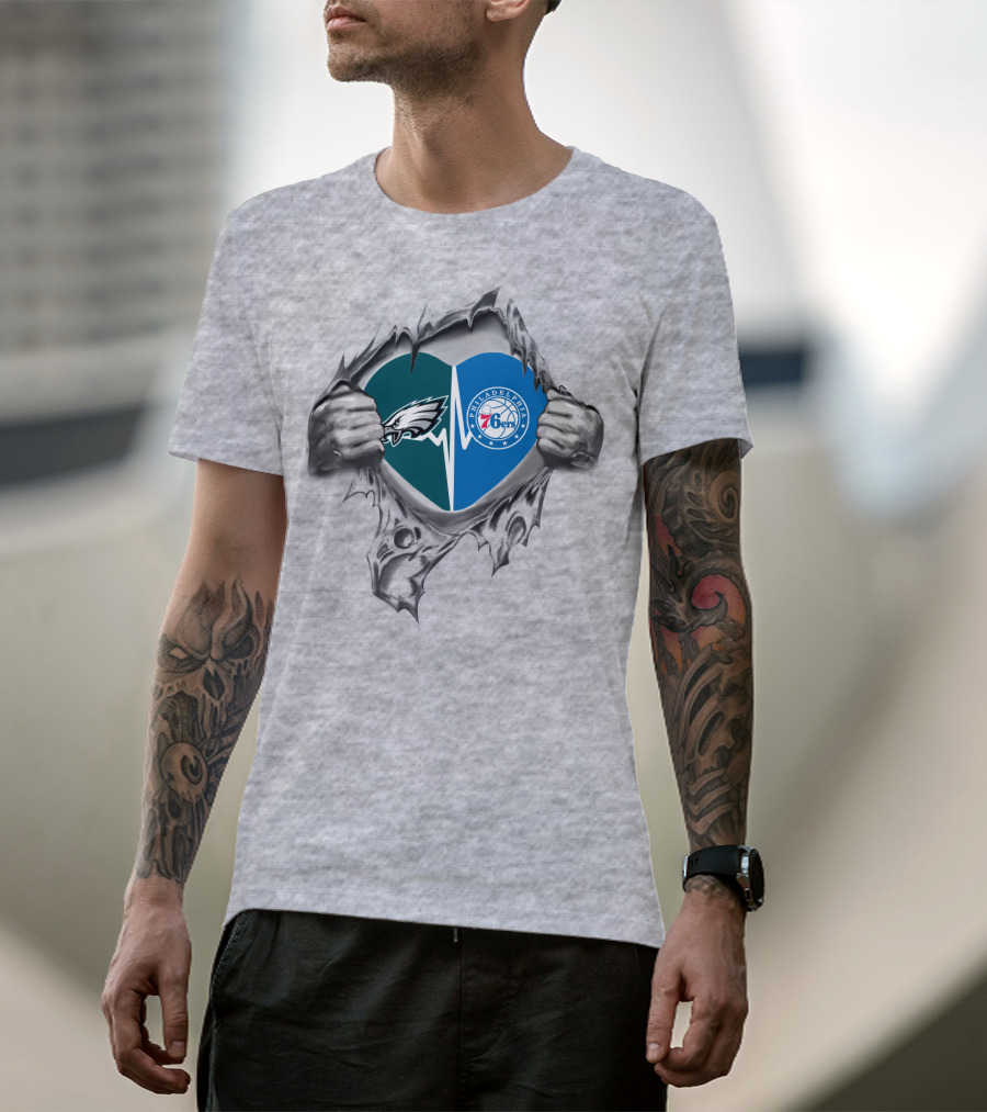 Eagles 76Ers Philadelphia Heart T-Shirt
